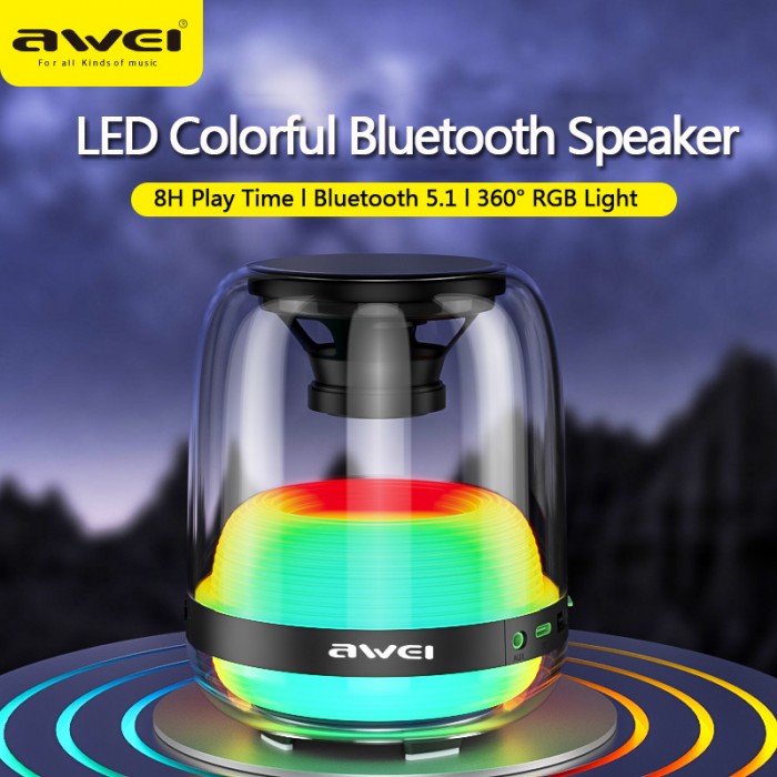 AWEI Y386 8W RGB Light Outdoor Portable Bluetooth Wireless Speaker ...