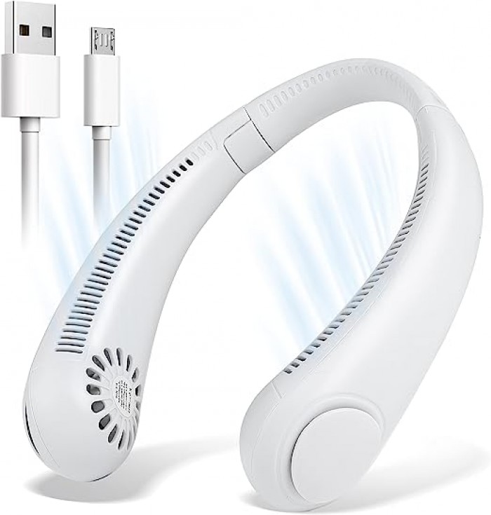 Portable Rechargeable Neck Fan, Hands Free Bladeless Personal Fan ...